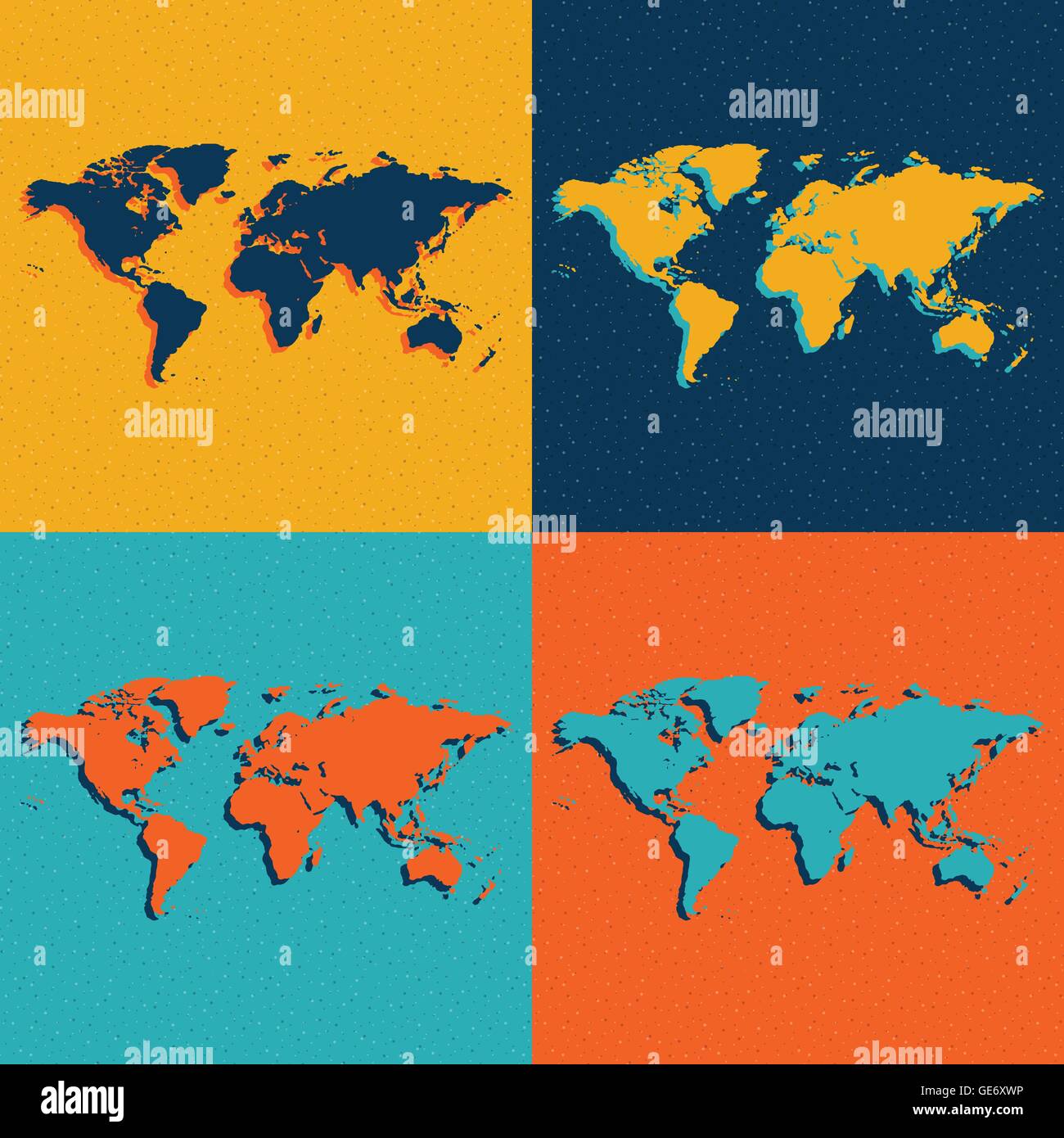 Color World Maps. Flat style. Vector illustration Stock Vector Image ...