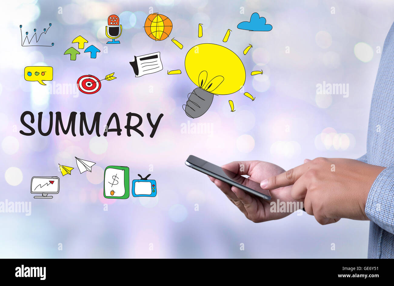 SUMMARY CONCECT person holding a smartphone on blurred cityscape ...