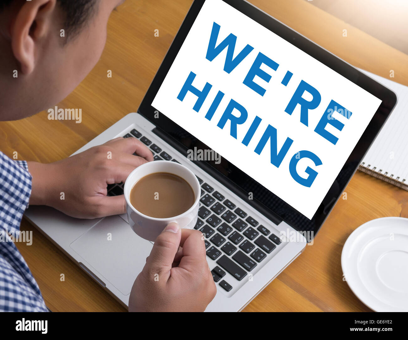 Business Team Concept: WE'RE HIRING Stock Photo - Alamy
