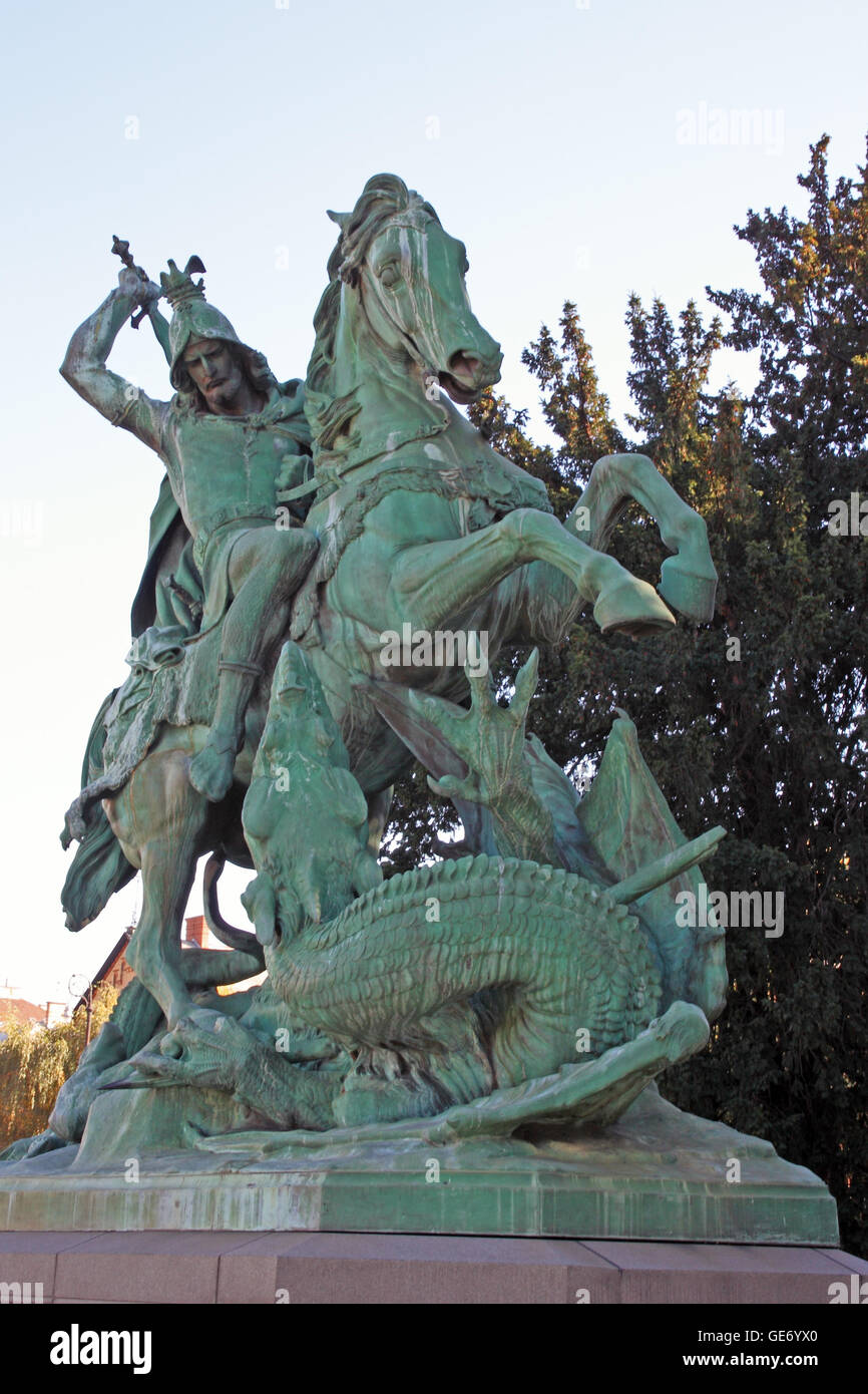 St George Killing the Dragon, sculpture in Zagreb, Croatia Stock Photo ...