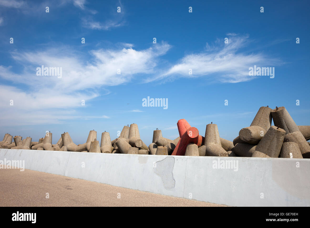 Breakwater concrete blocks protection coast hi-res stock photography ...
