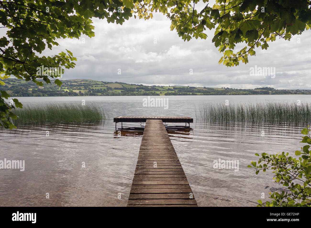 Wooden pier, Lough Derg lake, River Shannon, Ireland Stock Photo - Alamy