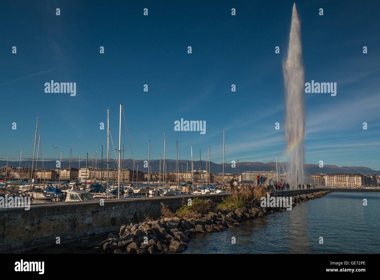 Jet d'Eau fountain in Geneva Switzerland Stock Photo - Alamy