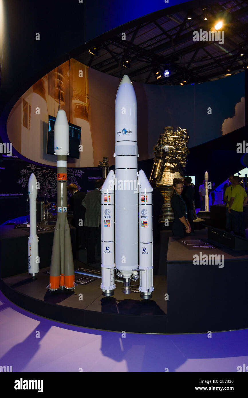 The stand of the European Space Agency. Models launch vehicles Ariane ...