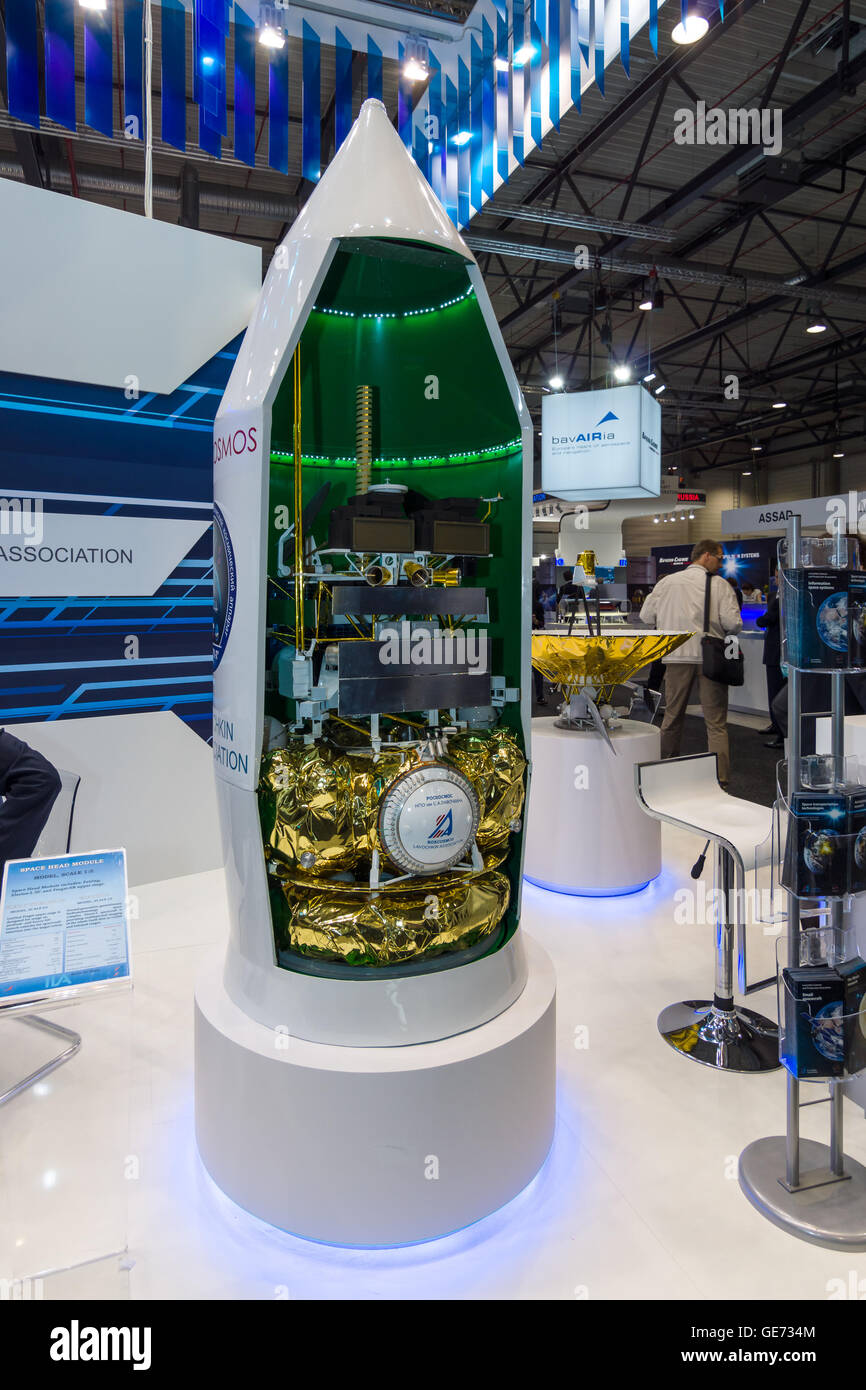 The stand of State Space Corporation - Roscosmos (Russia). Model of Space Head Module Stock ...