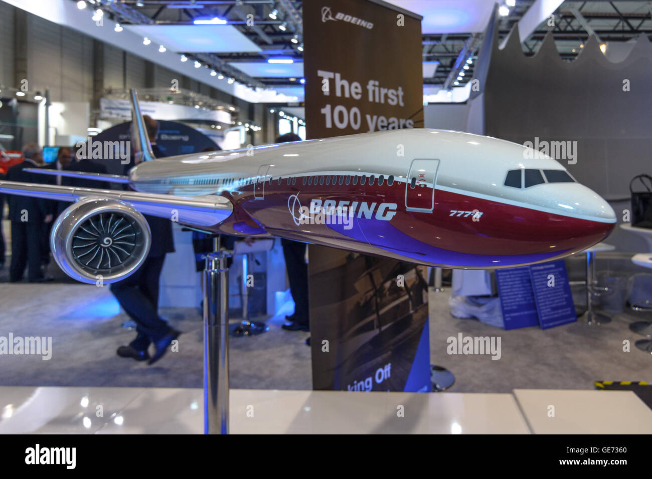 The stand of the Boeing Company. Model of airliner Boeing 787-8 ...