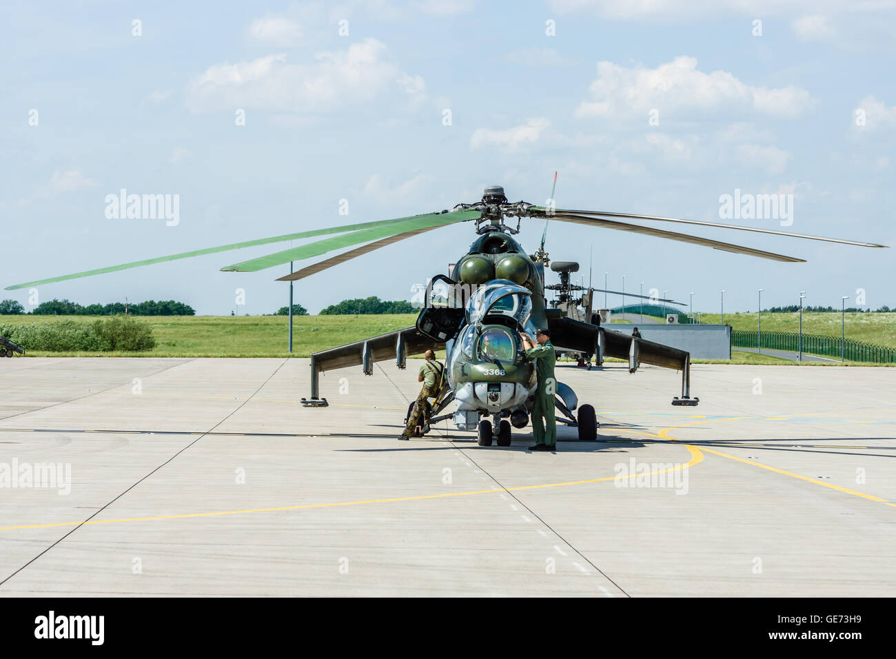 BERLIN, GERMANY - JUNE 03, 2016: Attack helicopter Mil Mi-24 Hind ...