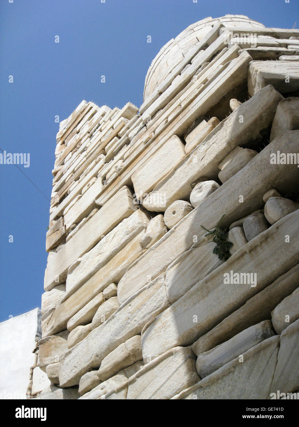 Wall with Greek Temple Columns Paros, Greek islands, Greece Stock Photo ...