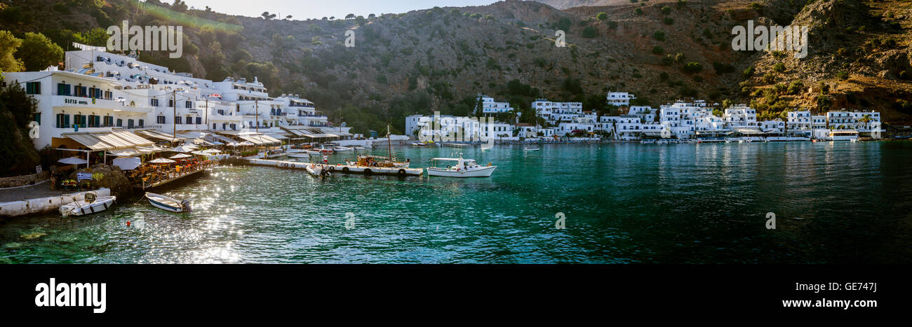 Beautiful bay. The village Loutro, Chania region of Crete. Loutro is ...