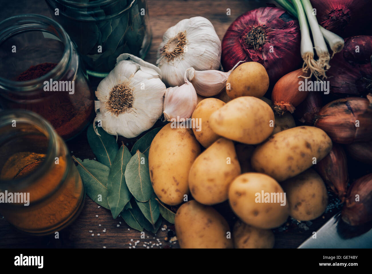 Beauty shots of food on a rustic setting Stock Photo - Alamy