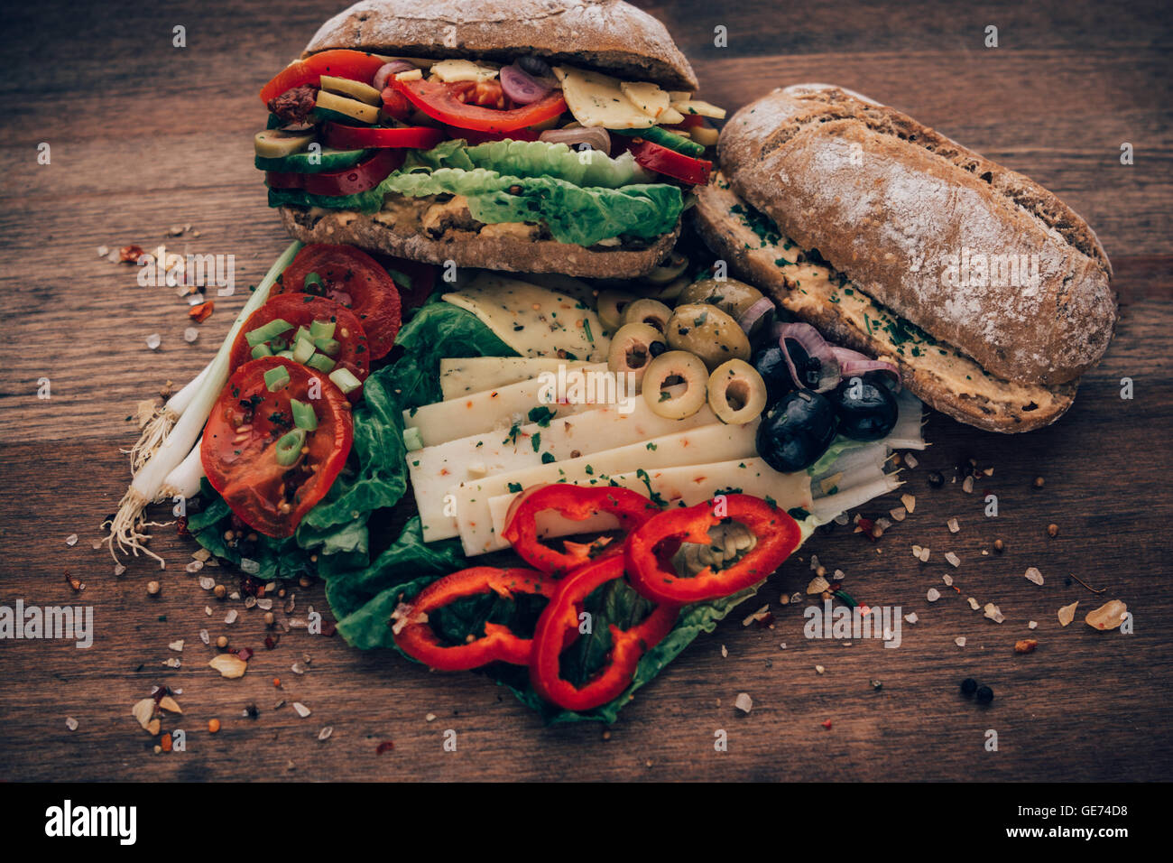 Beauty shots of food on a rustic setting Stock Photo - Alamy