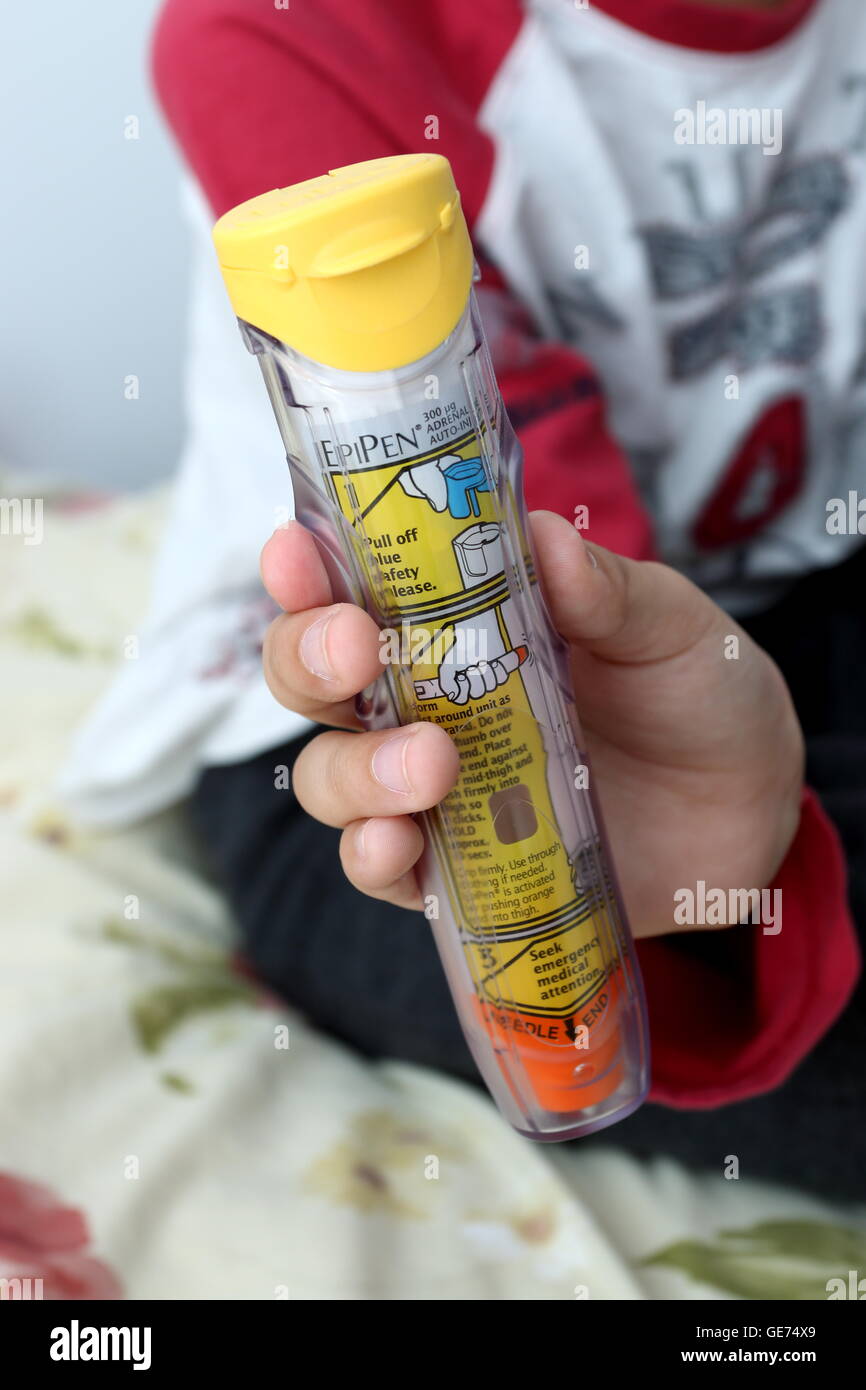 Close up image of adult EpiPen - Adrenalin injection for Anaphylaxis ...
