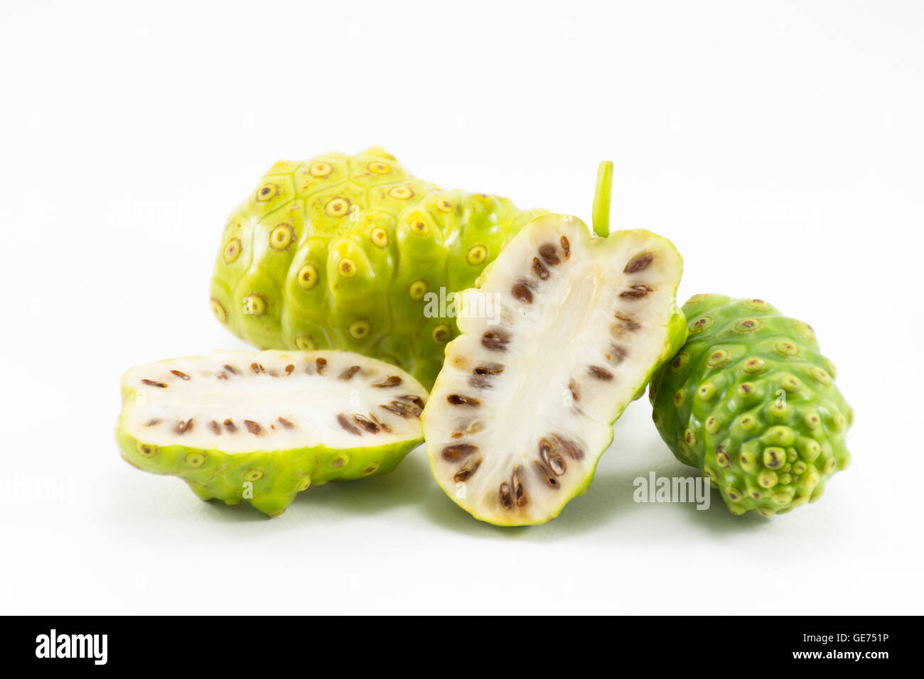 Noni and noni slice isolated on white background.Fruit for health and ...
