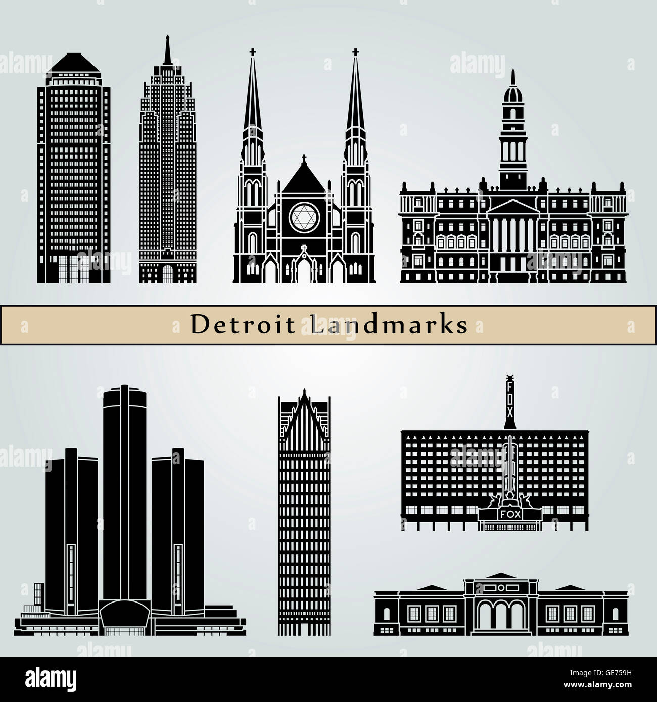 Detroit landmarks hi-res stock photography and images - Alamy