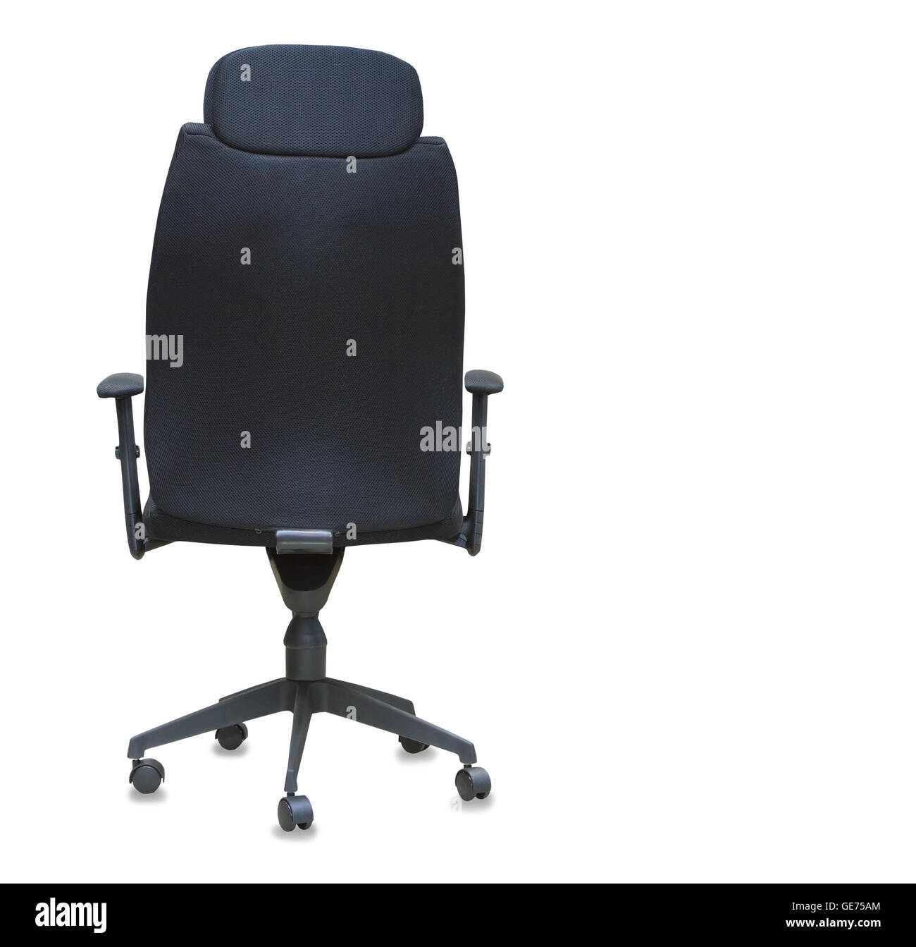 Back view of modern office chair from black cloth isolated over Stock ...