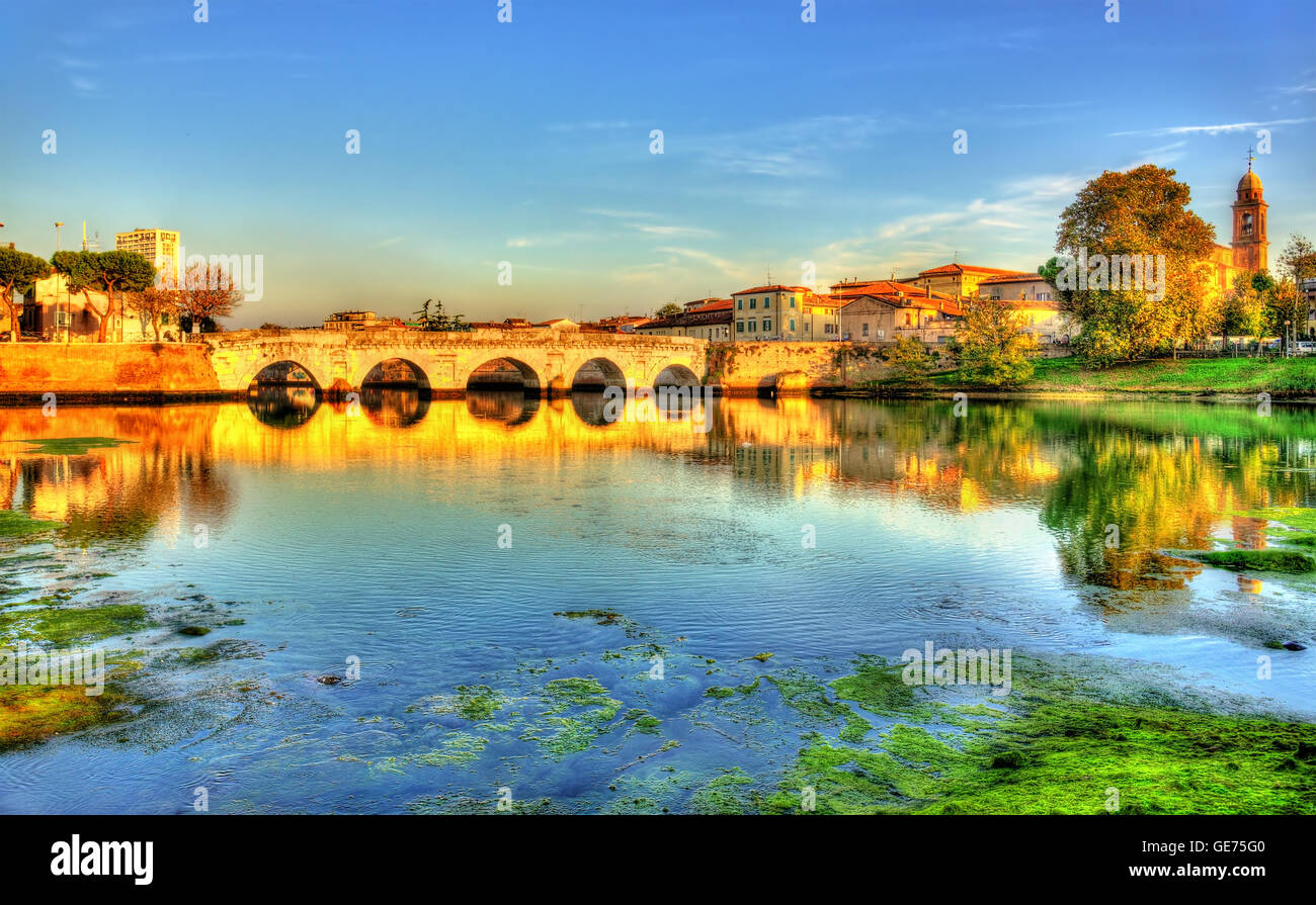 The Bridge of Tiberius in Rimini - Italy Stock Photo - Alamy