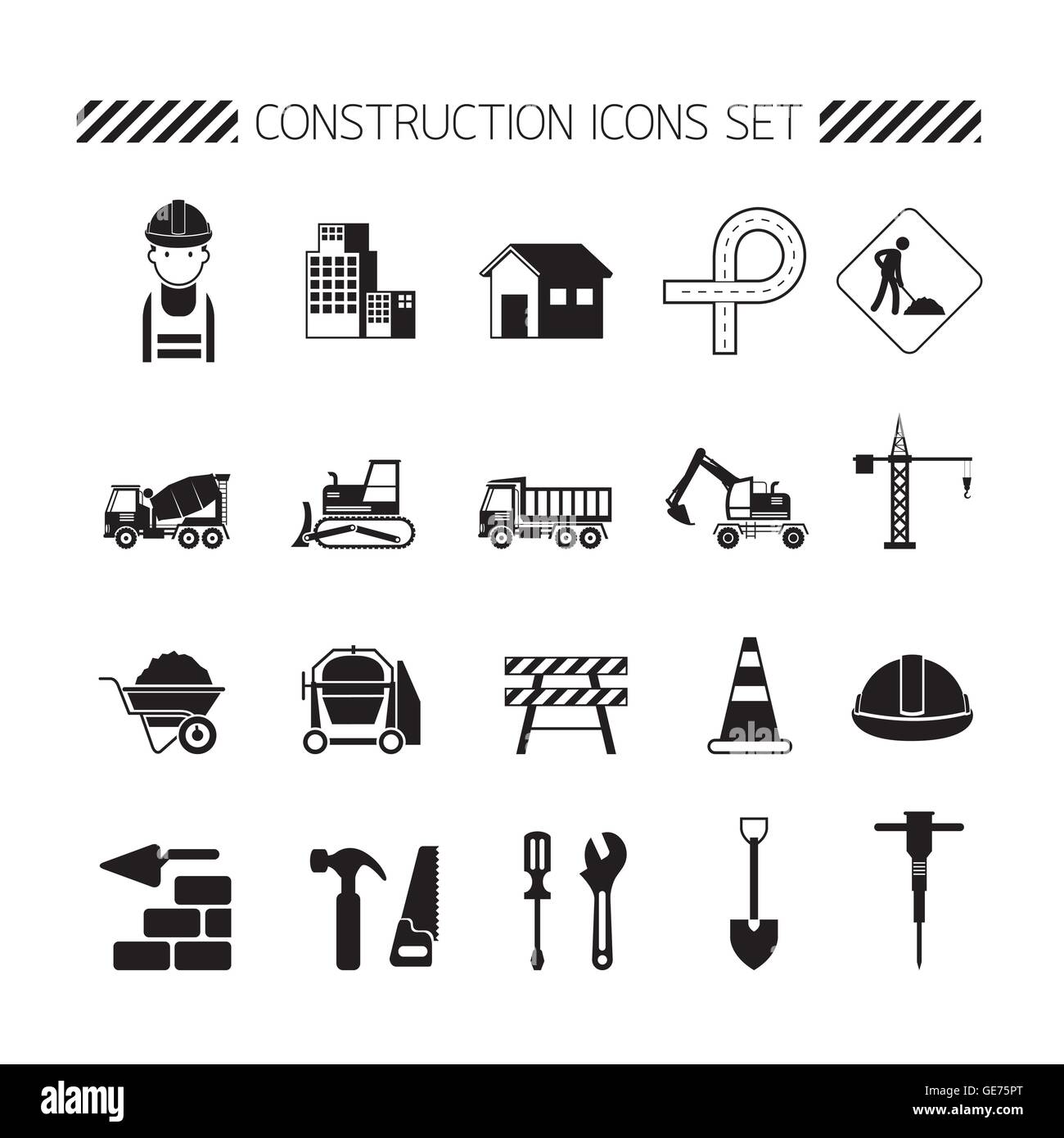 Construction Icons Black And White