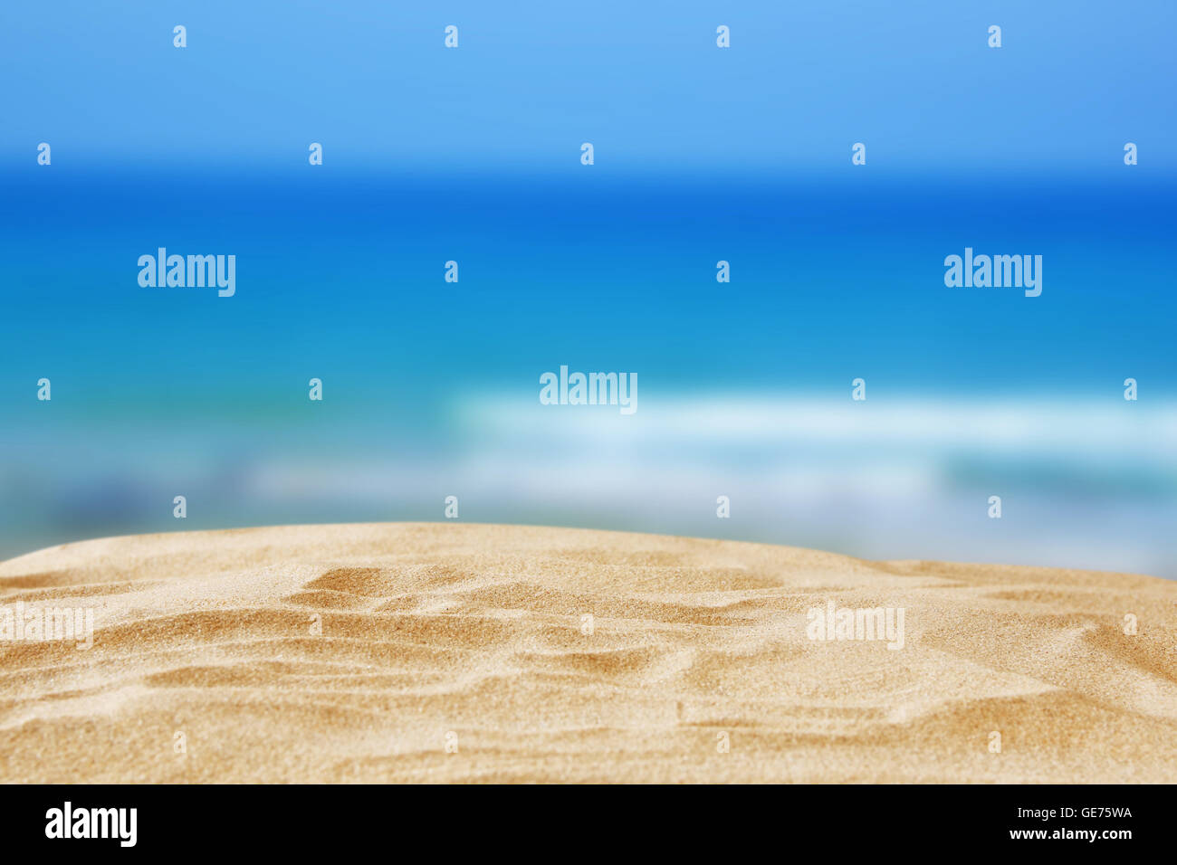 Empty sand beach in front of summer sea background with copy space ...