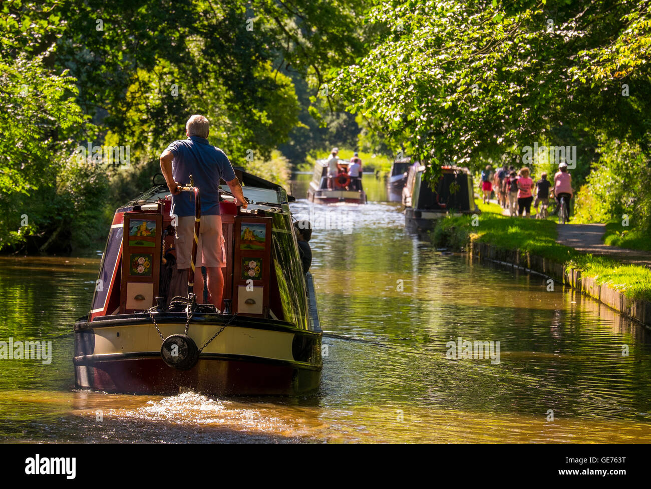 Canal boats on the Llangollen Canal at Ellesmere, North Shropshire ...