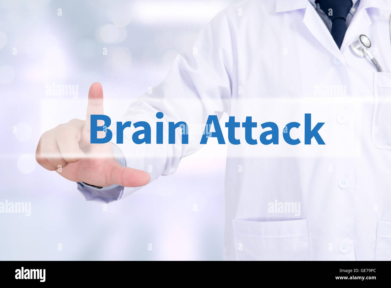 Brain Attack Medicine doctor working with computer interface as medical ...