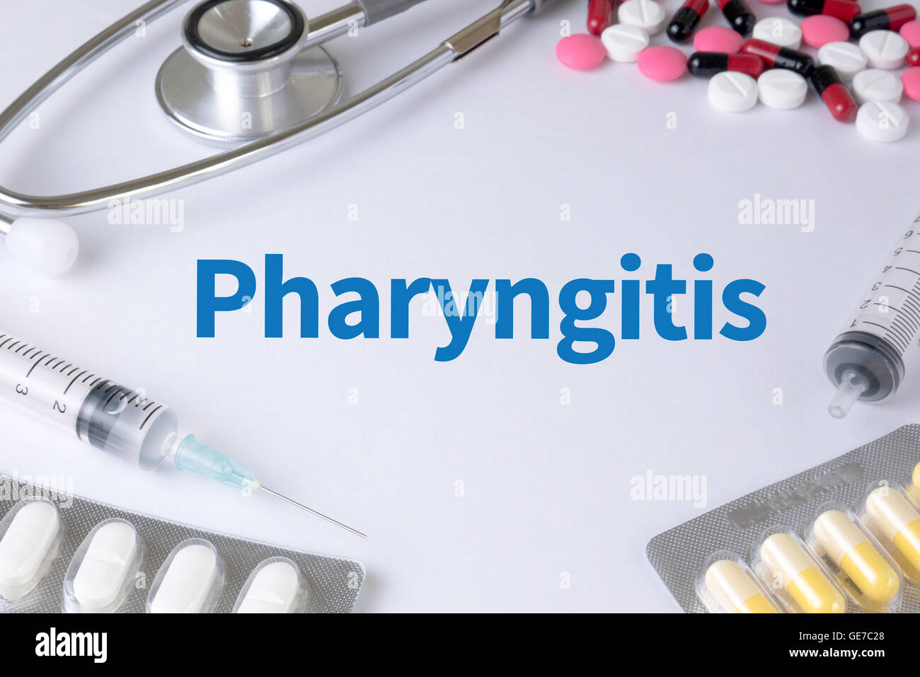 Pharyngitis Text, On Background of Medicaments Composition, Stethoscope ...