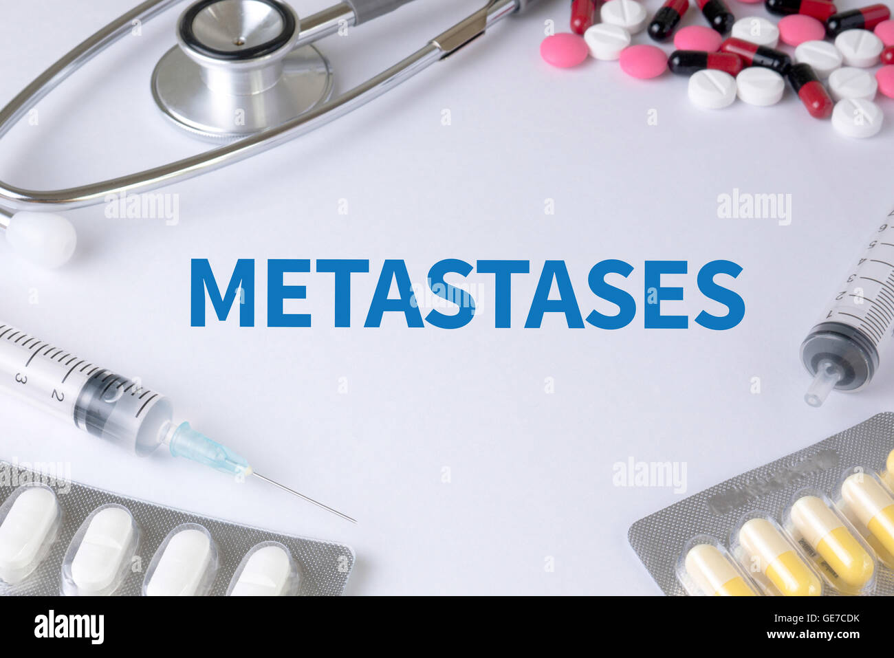 METASTASES Text, On Background of Medicaments Composition, Stethoscope ...