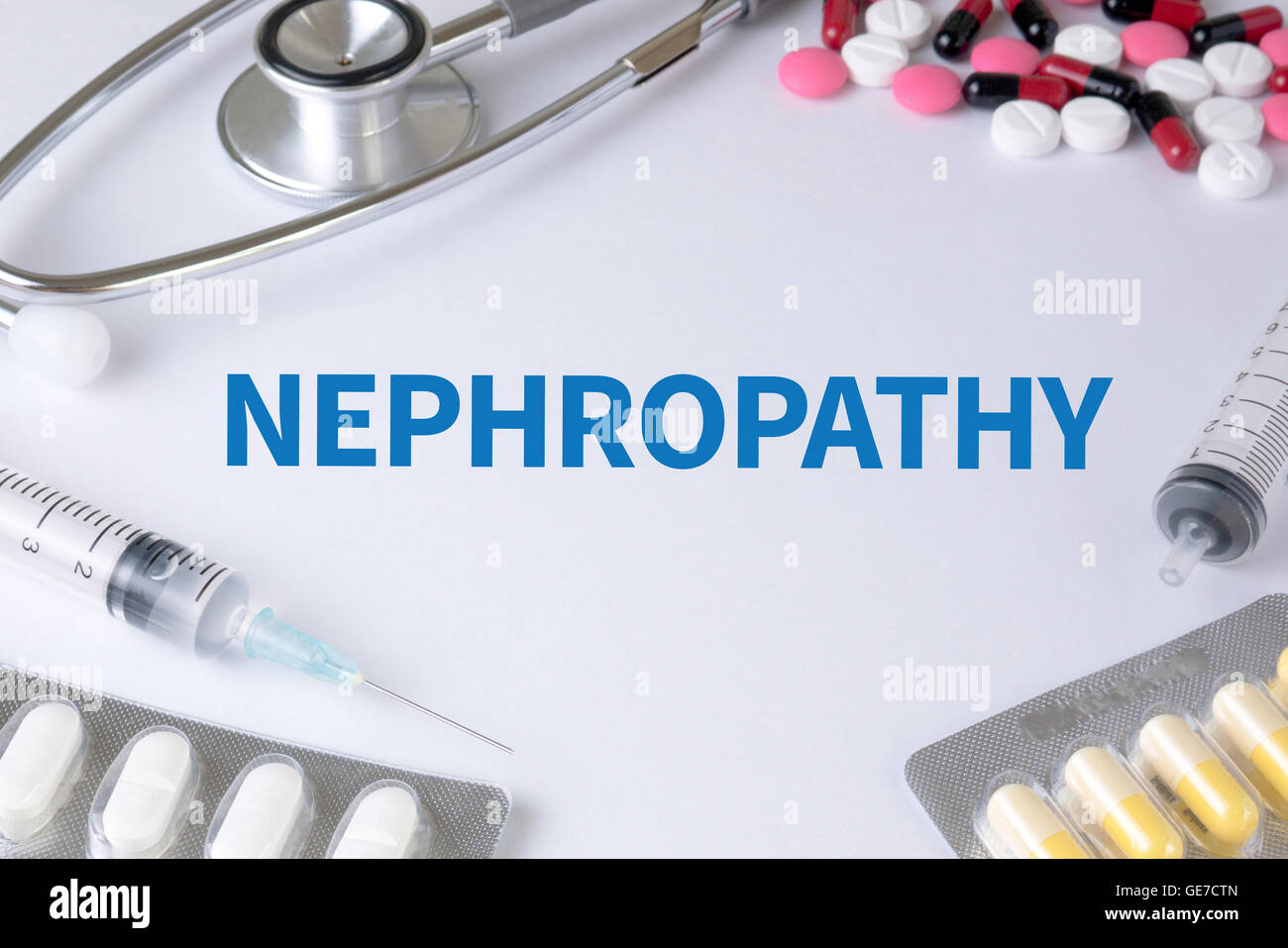 NEPHROPATHY Text, On Background of Medicaments Composition, Stethoscope ...