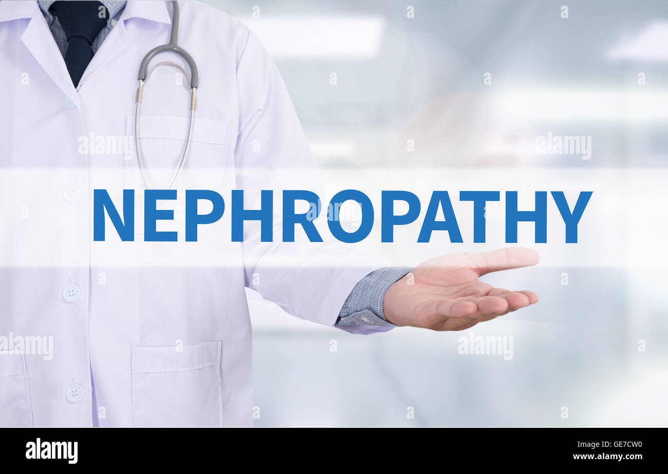 NEPHROPATHY Medicine doctor hand working Stock Photo - Alamy