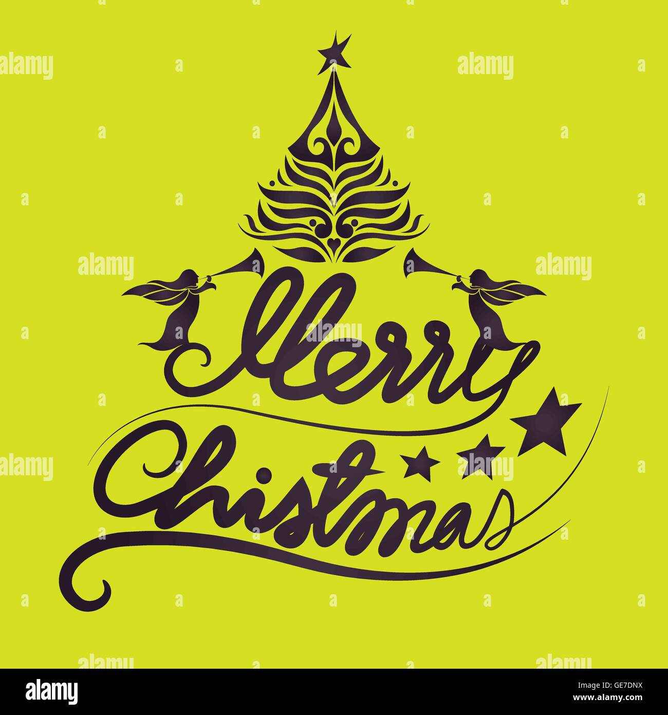 Merry Christmas lettering, vector illustration Stock Vector Image & Art ...