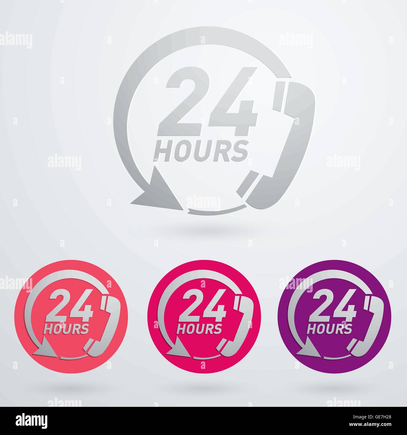 Support and service - around the clock or 24 hours a day icon Stock ...