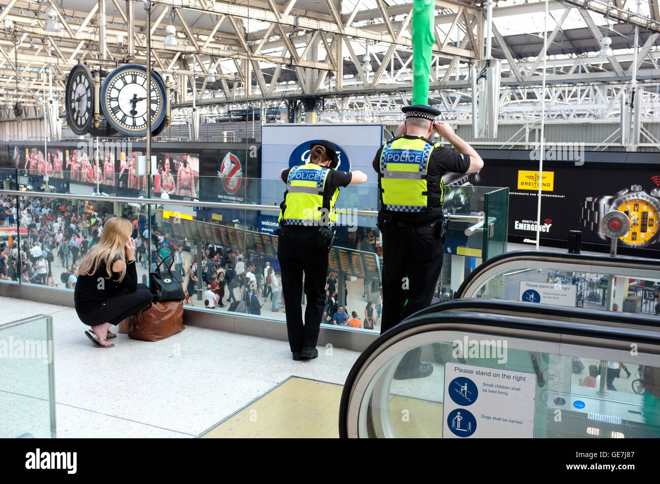 policemen security in london waterloo railway station central london uk ...
