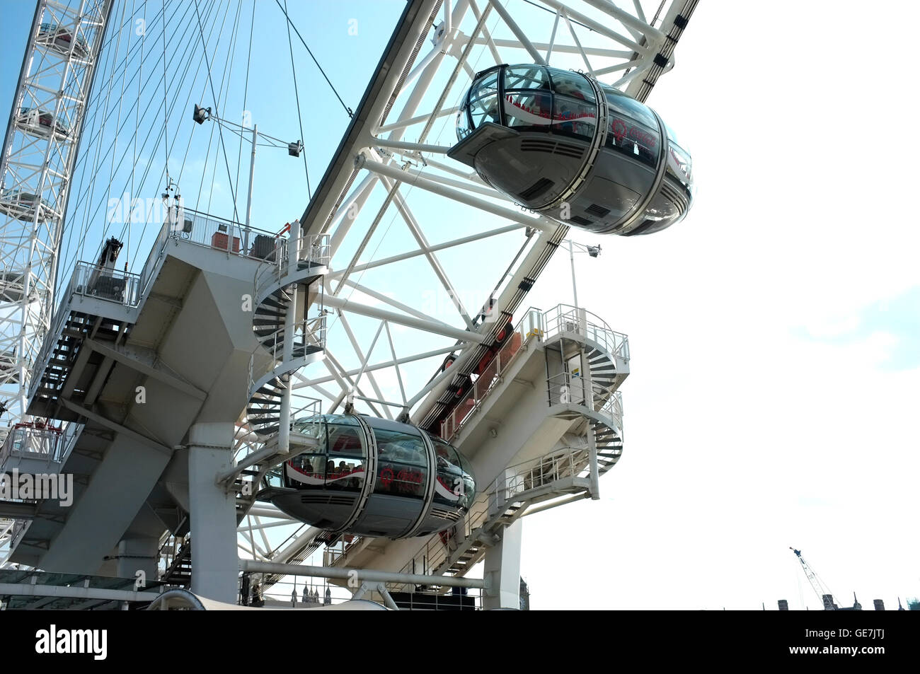 the london eye showing two passenger capsules on londons southbank near ...