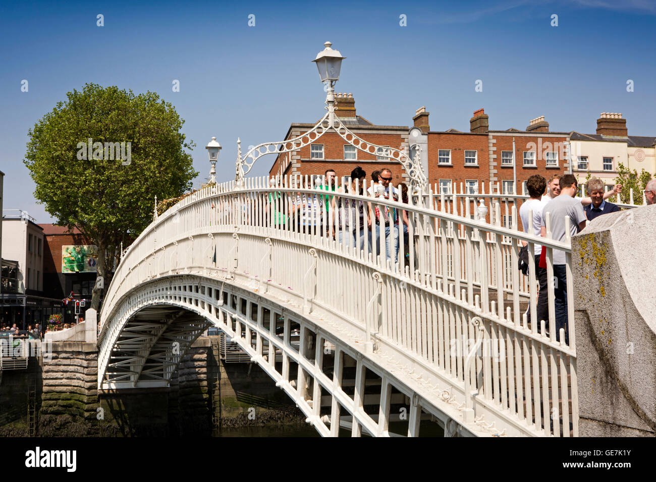 Ireland, Dublin, 1816 Halfpenny Bridge over the River Liffey Stock ...
