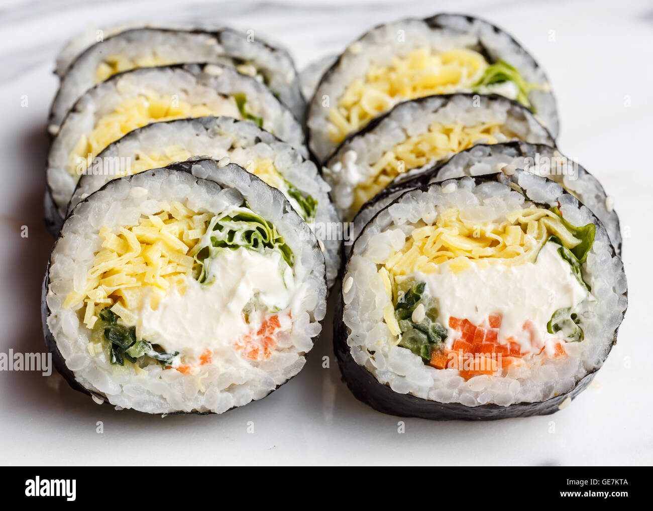 Kimbap or kimbop Korean food, rice roll Stock Photo - Alamy