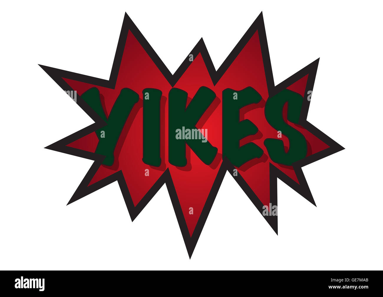 A spikey speech bubble with the word yikes inside isolated on a white ...