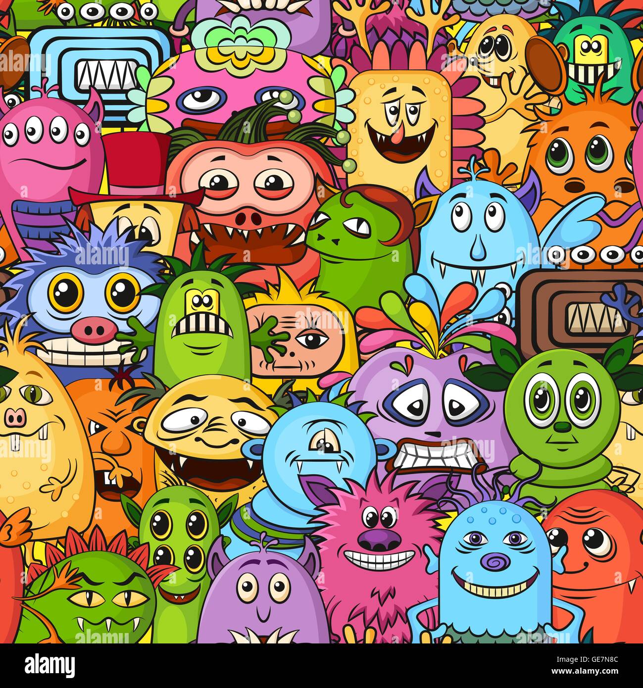 Cartoon Monsters Seamless Stock Vector Image & Art - Alamy
