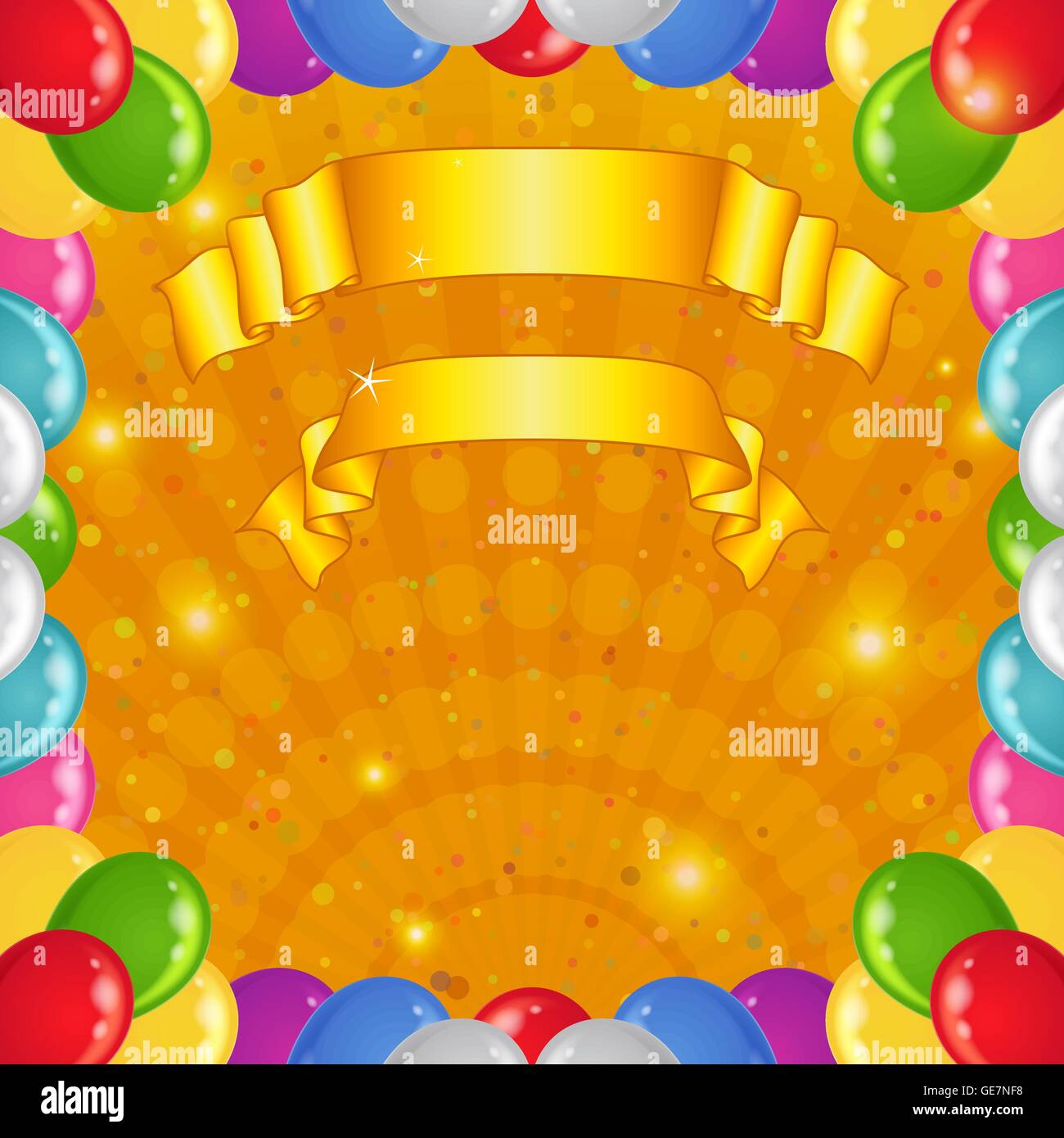 Gold white balloons ribbon Stock Vector Images - Alamy