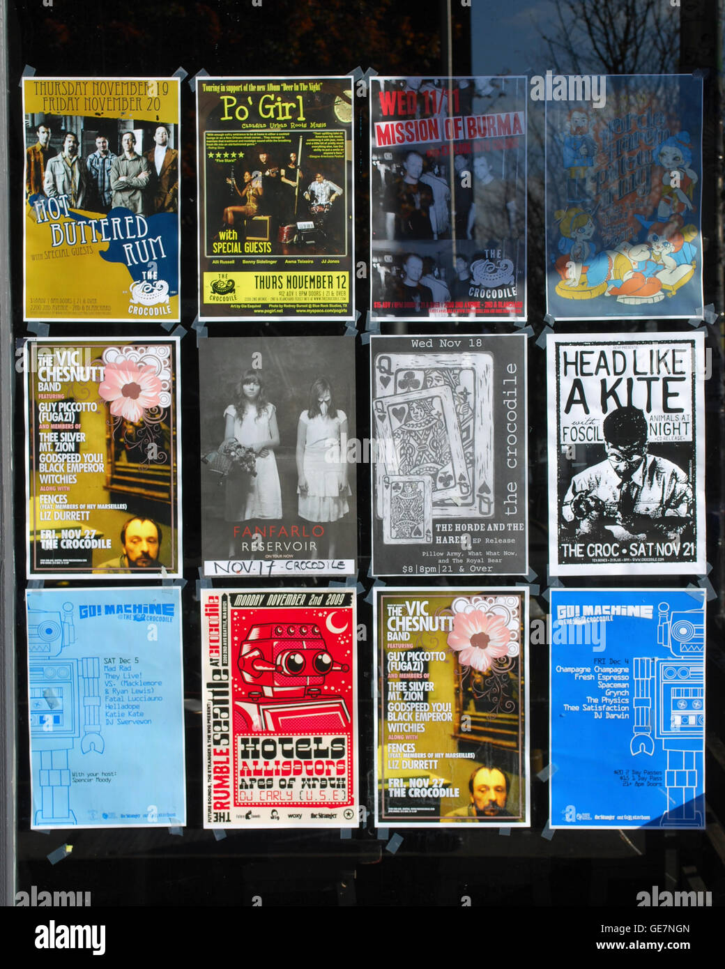 Flyers pasted up in a window downtown Seattle Washington USA Stock ...