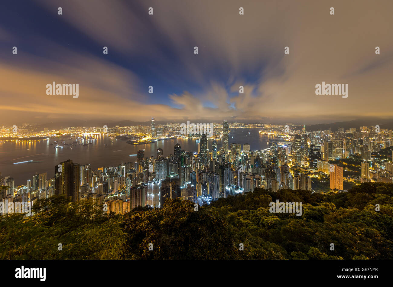 Hong Kong city view from peak at dawn Stock Photo - Alamy