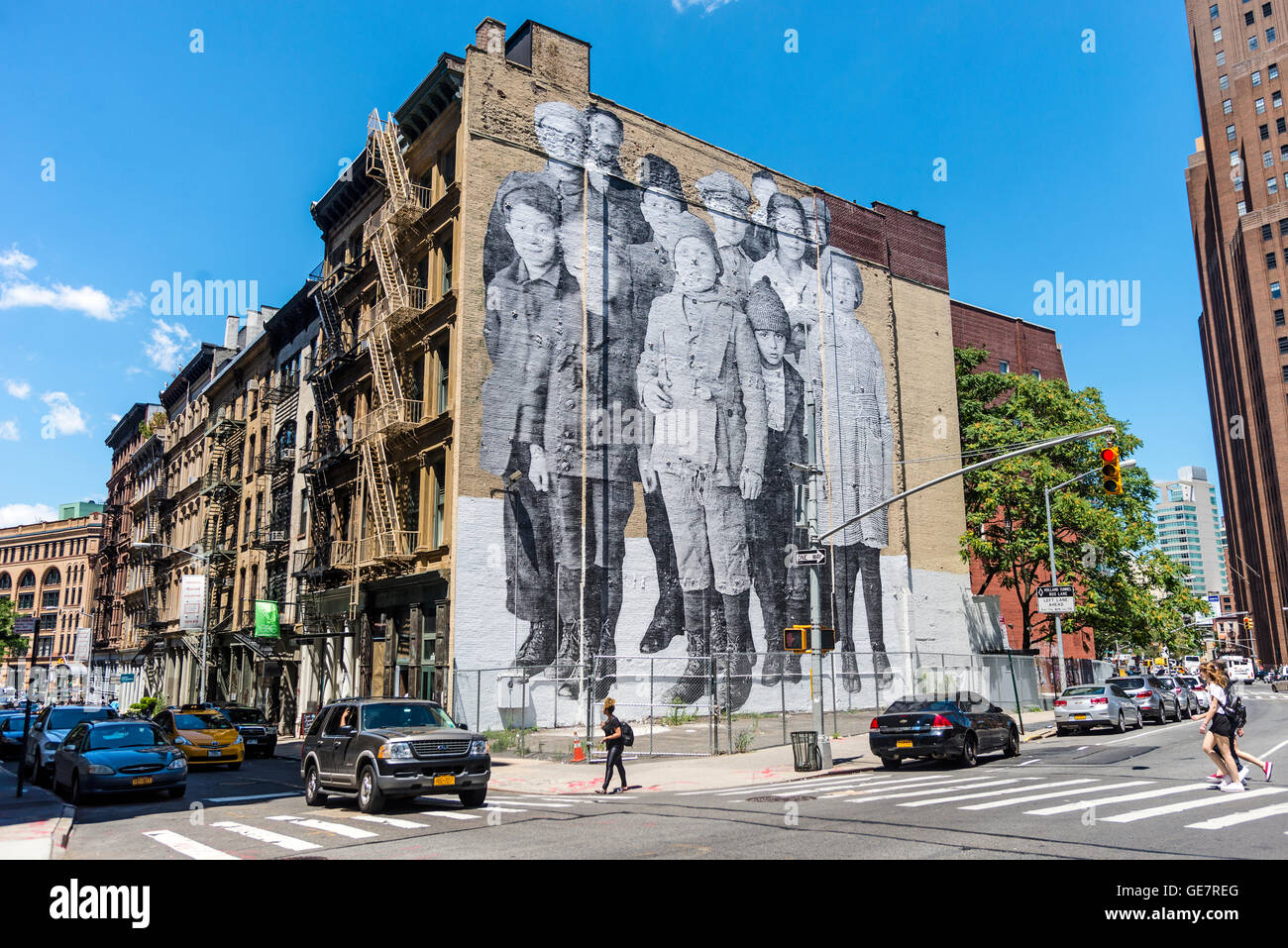 New York, USA - 23 July 2016 - Street Mural entitled "Ellis Island" a ...