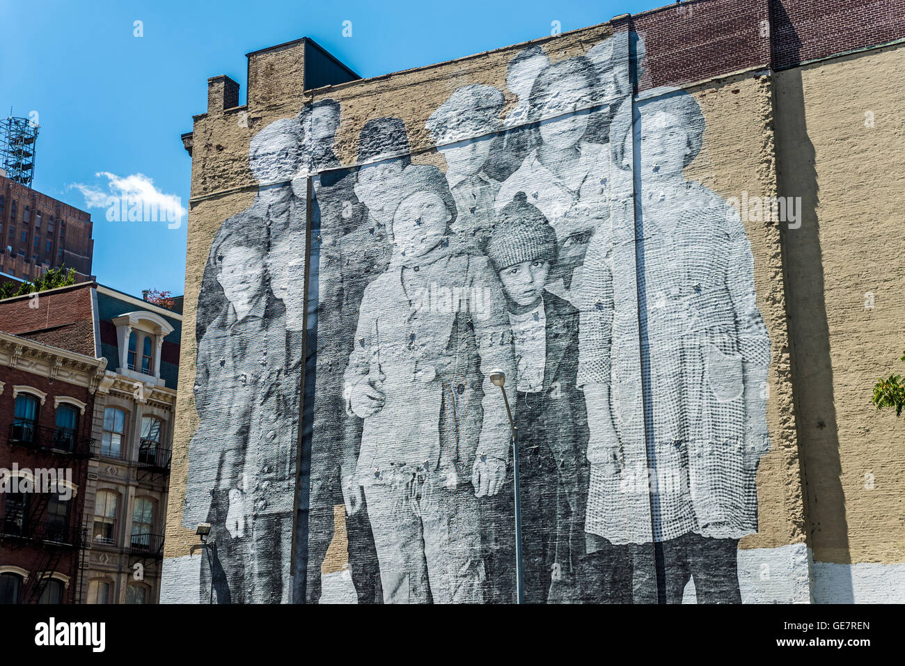 New York, USA - 23 July 2016 - Street Mural entitled "Ellis Island" a ...