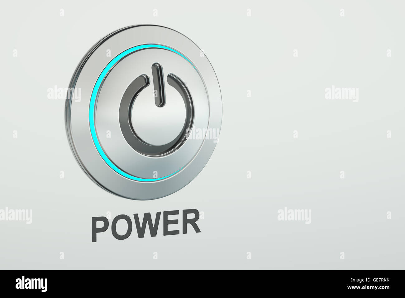 power button closeup, 3D rendering isolated on white background Stock ...