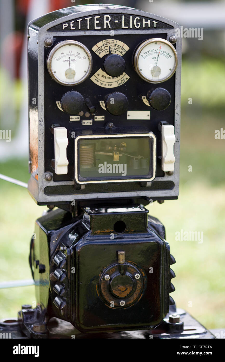Petter LIght amps and voltage reader on a steam engine Stock Photo - Alamy