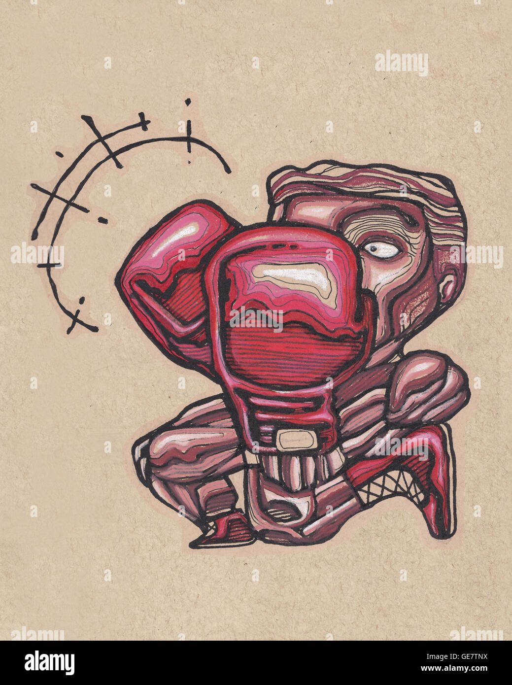 Hand drawn illustration drawing boxer hi-res stock photography and ...
