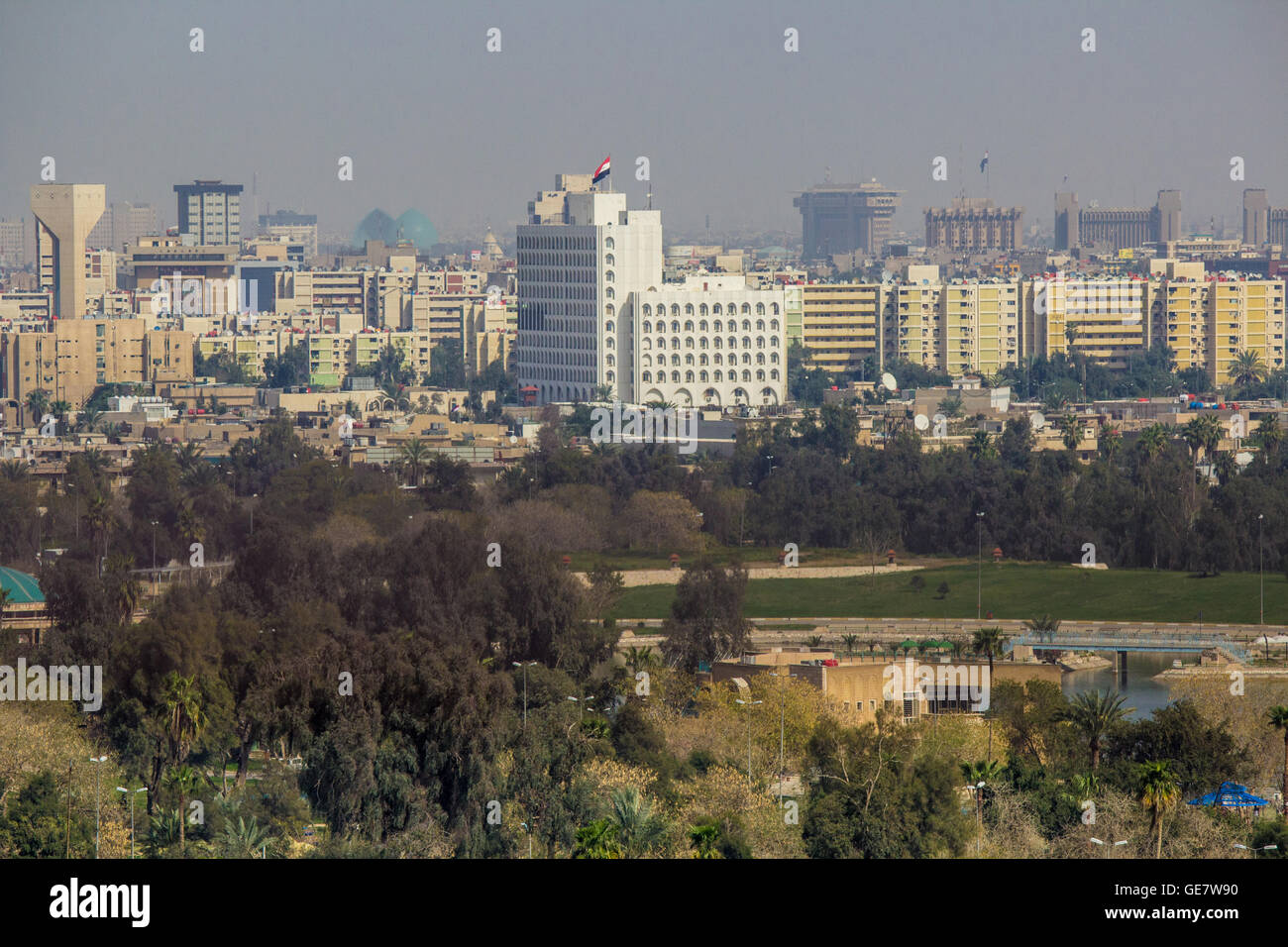 Aerial photo of the city of Baghdad, and shows where residential ...