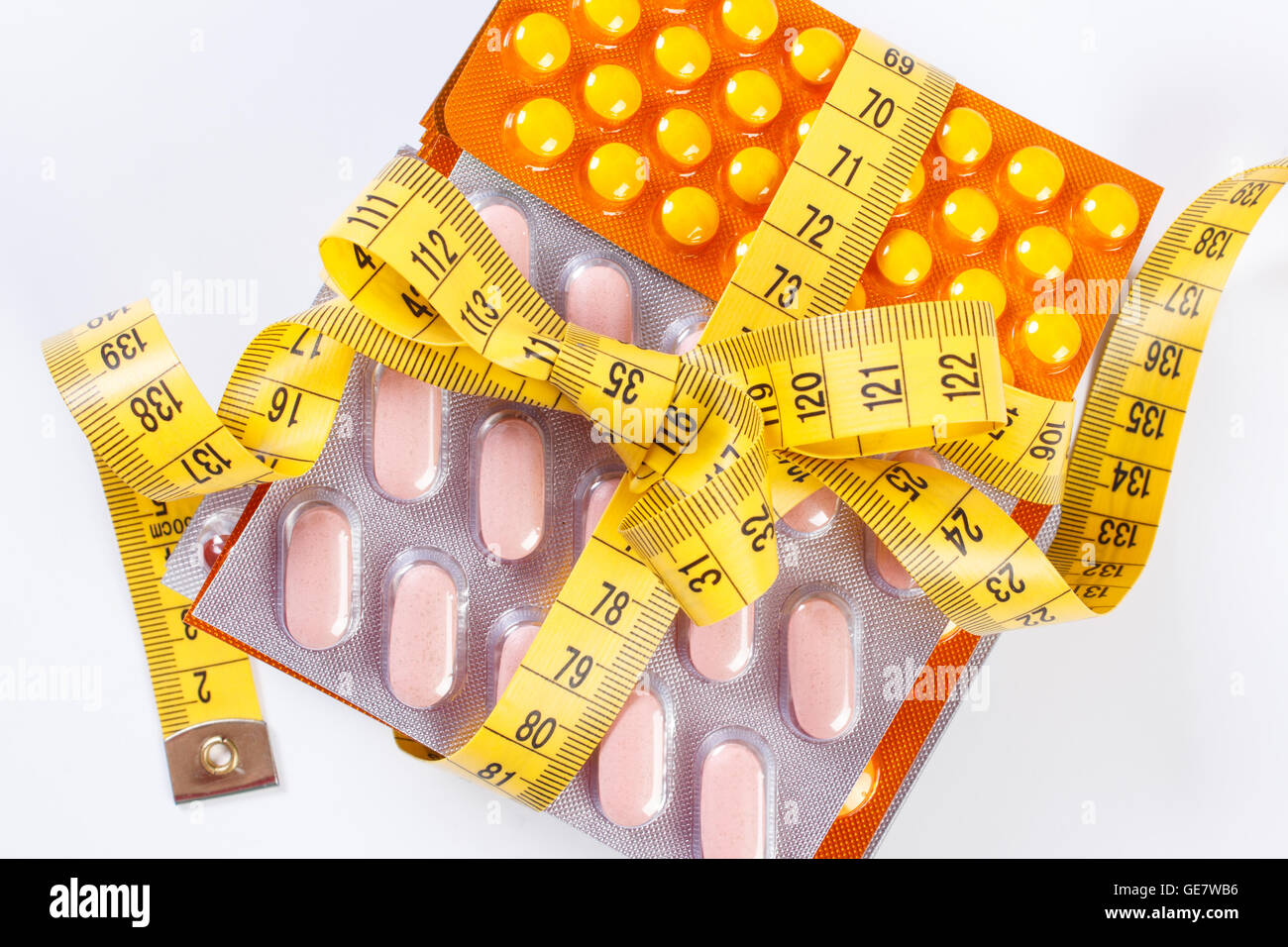 Blisters of medical pills, tablets, capsules or supplements wrapped ...