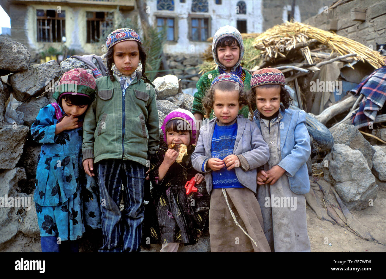 The Yemen-Raydah: Jewish children in front of their hous. Only a few ...