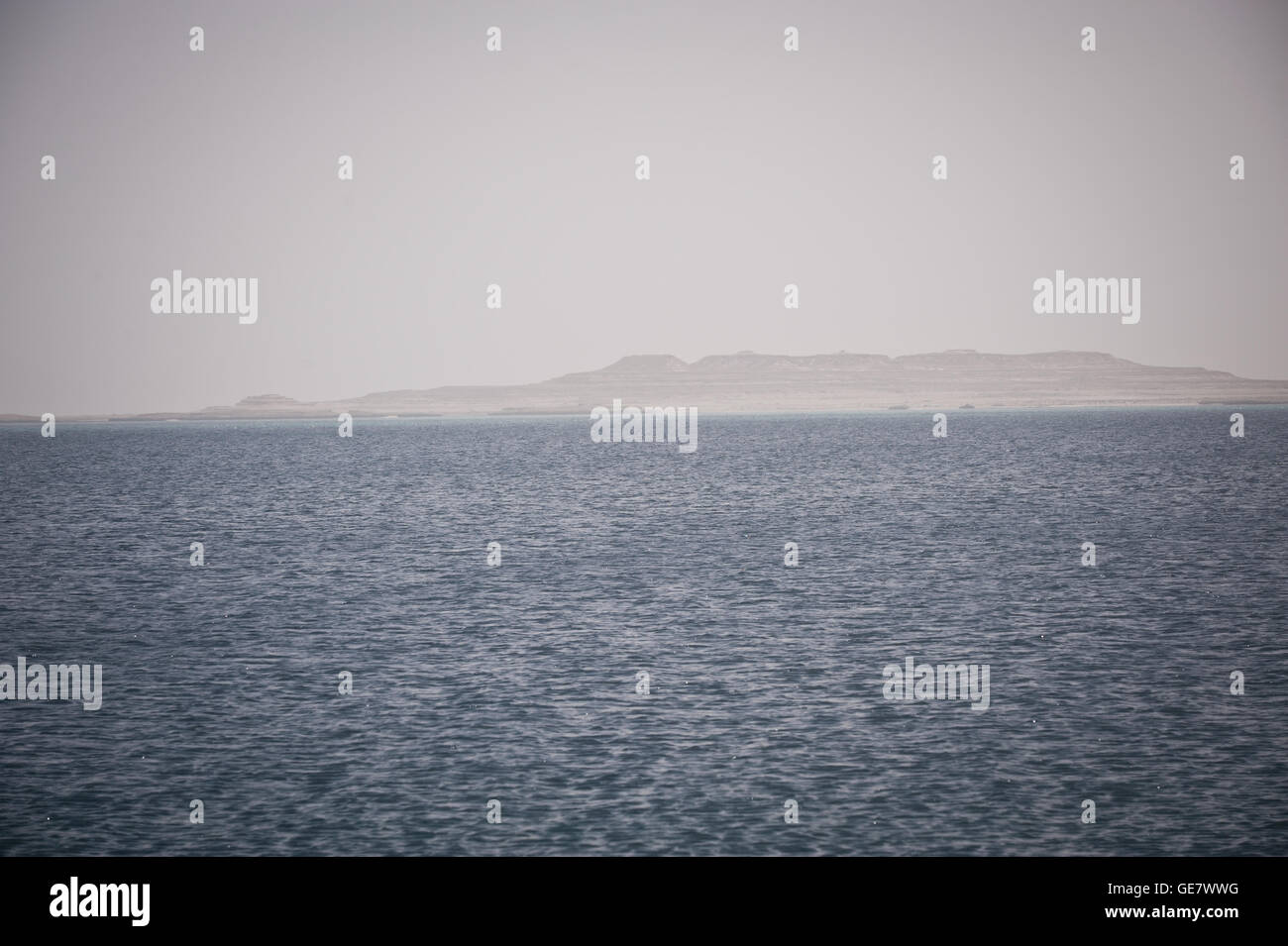 A view of Saudi Arabia over the Inland Sea, which is an inlet of the ...