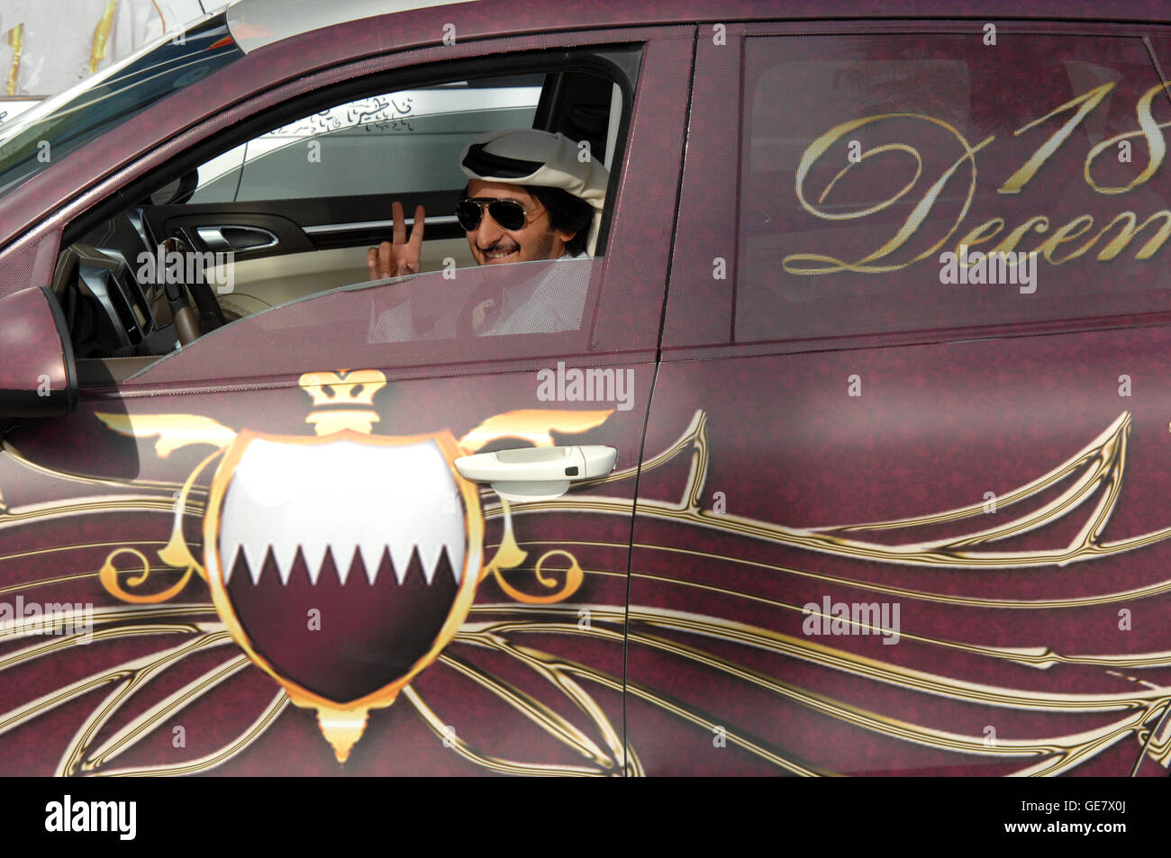 Doha, Qatar- National Day, Qatari cars celebration during the day at ...
