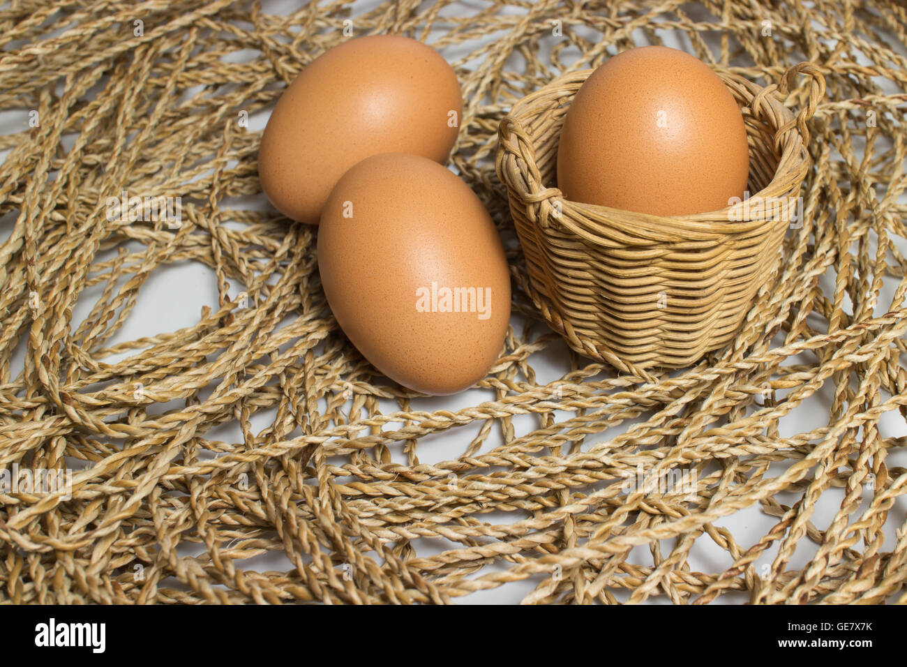 The egg is on the pile ropes Stock Photo - Alamy